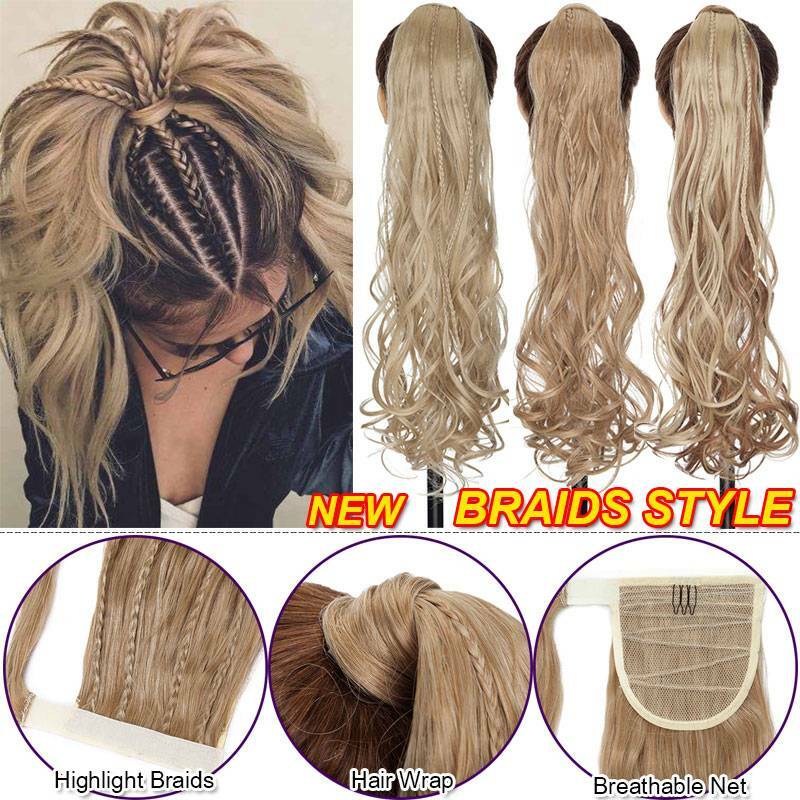 Premium Ponytail Clip In Straight Thick Pony Tail Extensions Natural ...