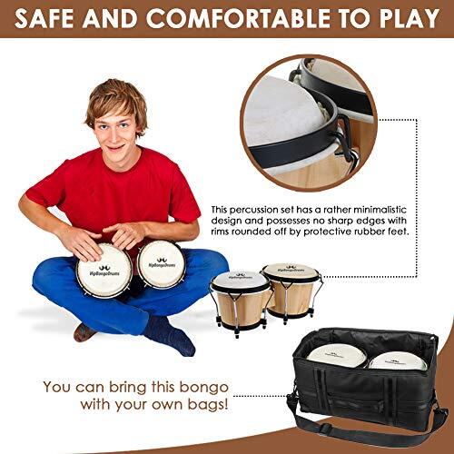 Bongo Drum Set 6 and 7 Inch Tunable Percusion Instruments w/ Bag and ...