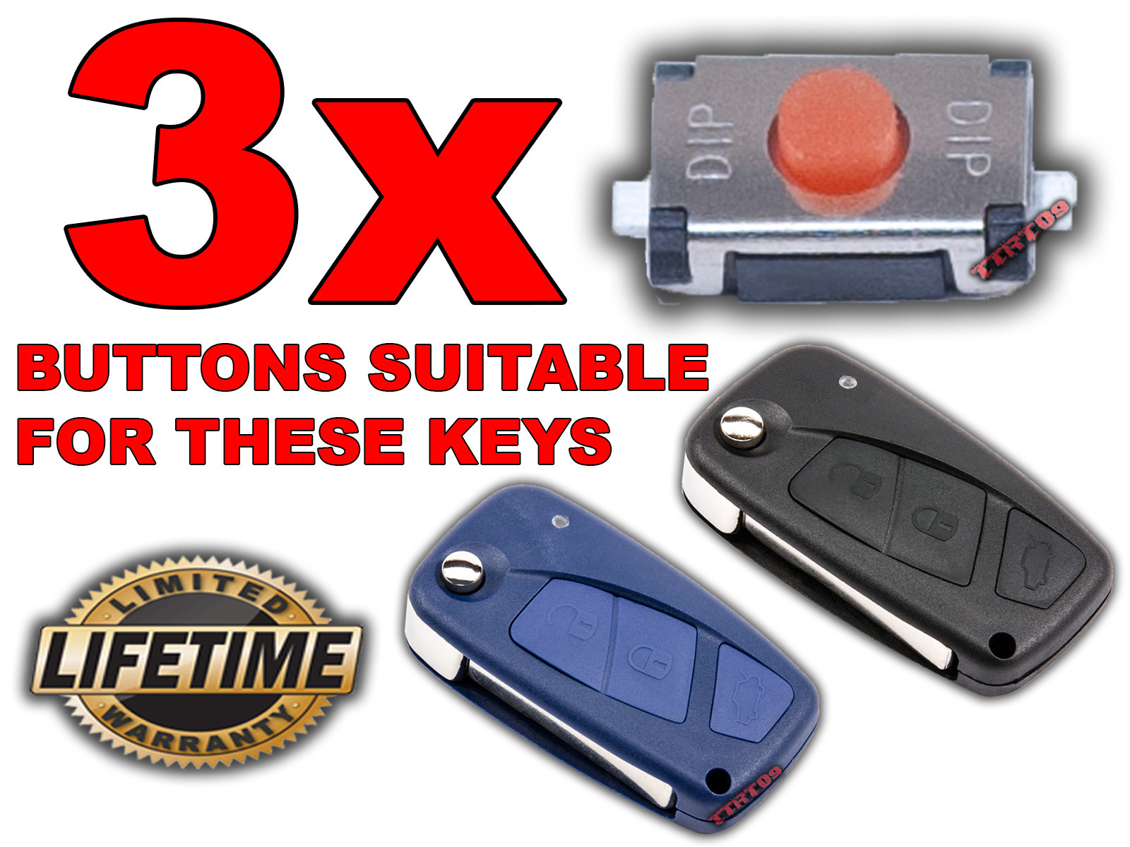 3x PULSANTE CHIAVE TELECOMANDO PER FIAT GRANDE PUNTO BRAVO STILO DUCATO ...