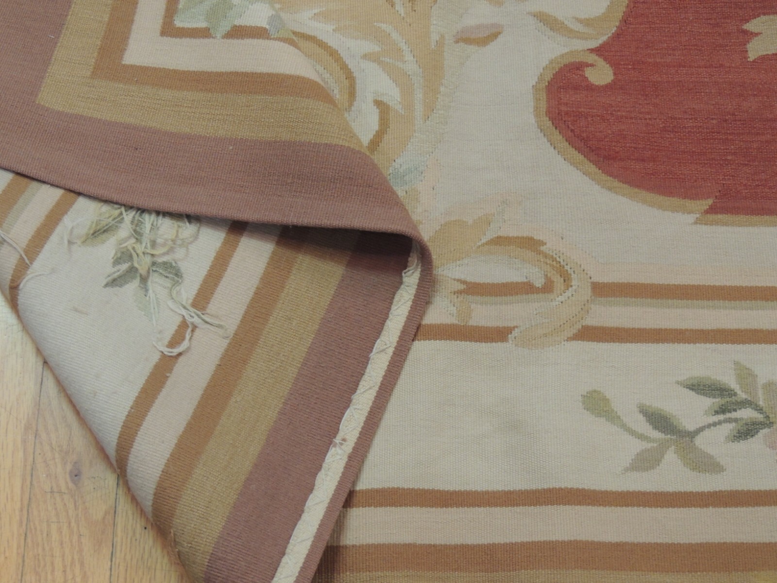 9x12 French Aubusson Area Rug Floral Beige Red Rust Medallion wool hand ...