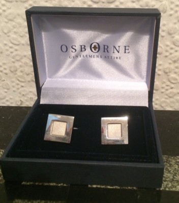 Osborne Cufflinks silver textured | eBay UK