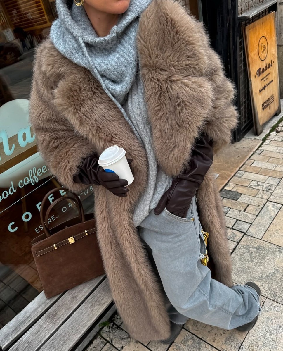 ZARA LONG FAUX FUR COAT TAUPE GREY NEW FW24/25 SIZES XS-XL ZARA LONG FAUX FUR COAT TAUPE GREY NEW FW24/25 SIZES XS-XL