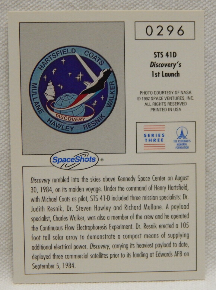 SPACESHOTS TRADING CARD 1992, STS 41D-DISCOVERY'S 1st LAUNCH | eBay
