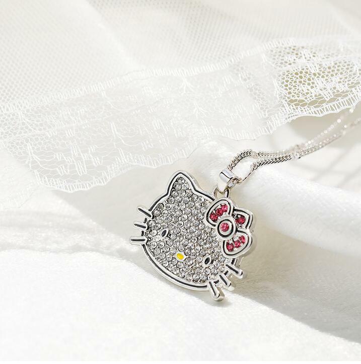 SUPER Sparkling *Hello Kitty* Cat Kitten Silver CZ Party Pendant ...