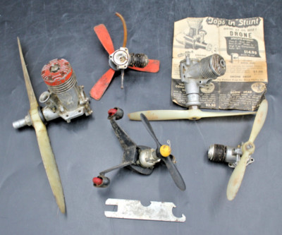5pc Vtg Airplane Engine Lot FOX ROCKET CAMERON 19 AMF .049 Cox .074 ...