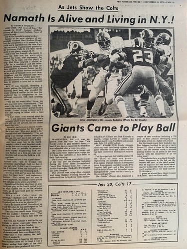 12/15/1973 NFL Pro Football Weekly -New York Jets, Washington Redskins ...