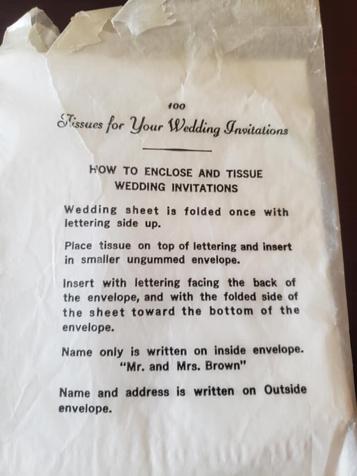 Tissue Paper Wedding Invitation Inserts Printed Sample Invitation