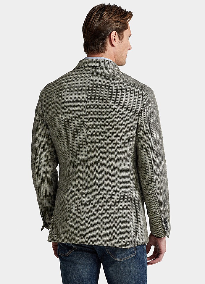 POLO RALPH LAUREN Men'S Wool blend jacket in tweed pattern,Black, 46 ...
