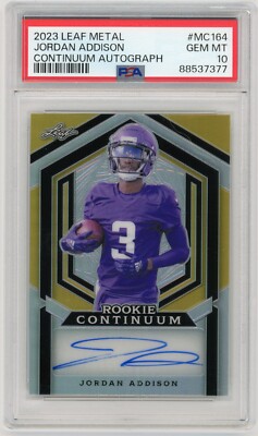 JORDAN ADDISON 2023 Leaf Metal Continuum Auto Gold Rc #59/69 PSA 10 MN ...