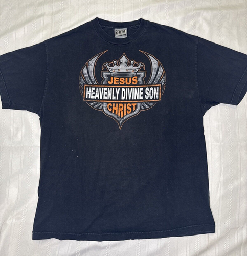 Vintage Jesus Christ Heavenly Divine Son Motorcycle Crown Shirt Y2K Sz ...