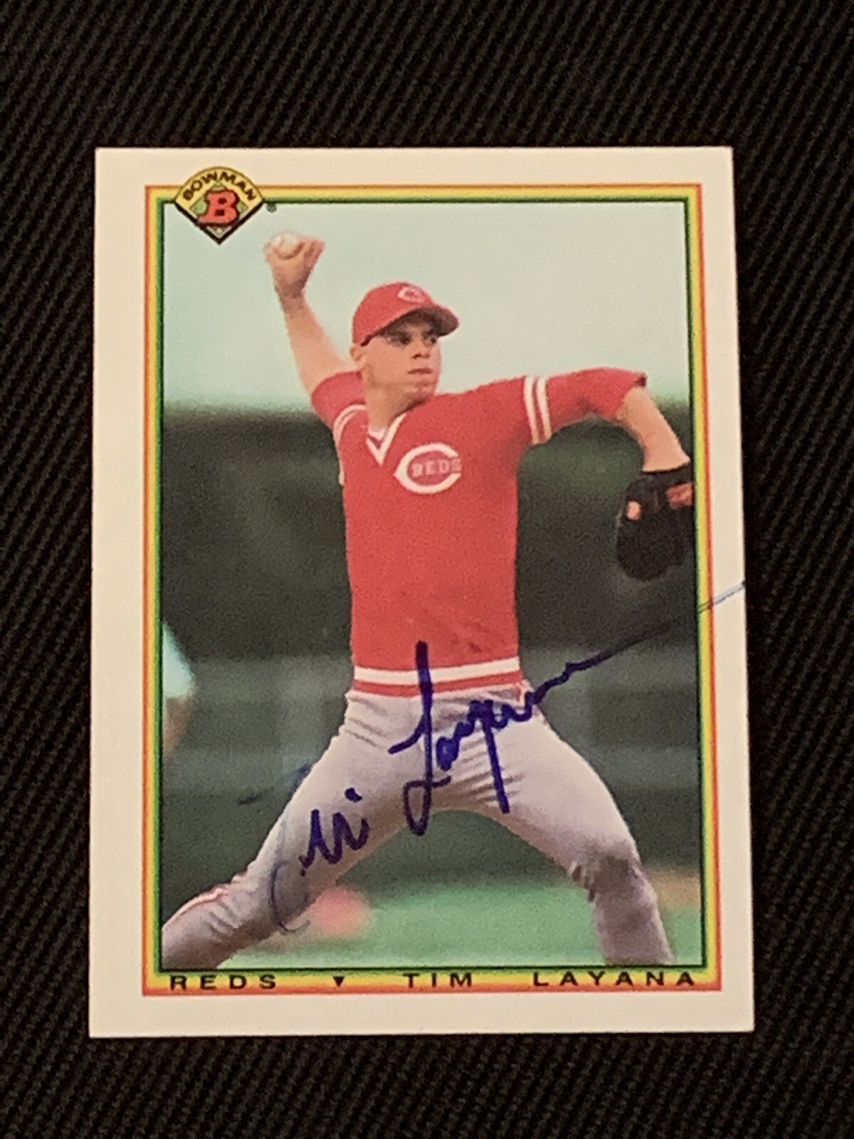 TIM LAYANA 1990 BOWMAN SIGNED AUTOGRAPHED CARD #41 CINCINNATI REDS | eBay