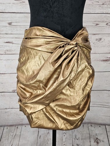 Micas Women's Size L Y2K Rave Festival Faux Leather Gold Rocker Micro ...