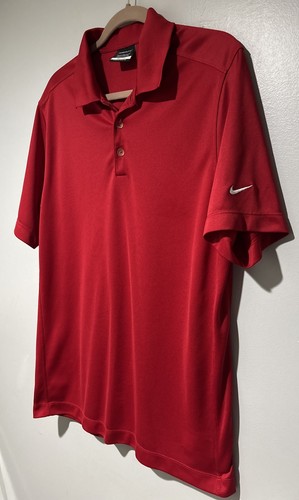 Vintage Y2K Nike DRI-FIT Red Golf Polo Short Sleeve Swoosh Rare Large ...