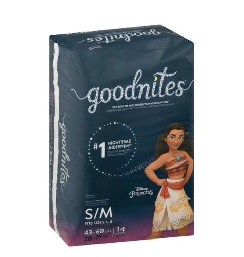Disney Princess MOANA Goodnites, Nighttime Bedwetting Underwear for ...