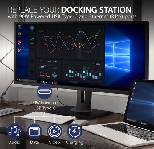 VIEWSONIC 34 inch Super clear IPS Full HD Monitor 90w Charger USB C Hub ...