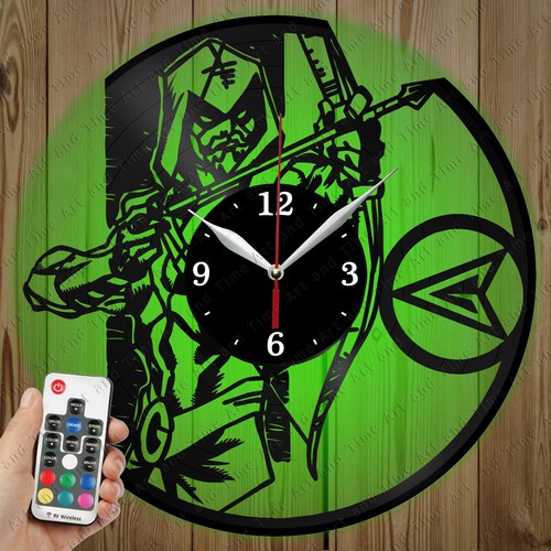 LED Vinyl Clock Green Arrow LED Wall Art Decor Clock Original Gift 5401 ...