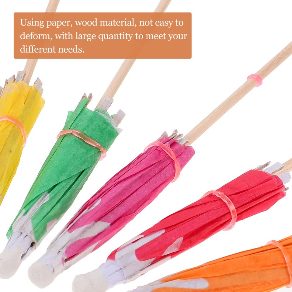 100pcs Cocktail Umbrellas Pick Flower Shape Hawaiian Drinking Umbrellas ...