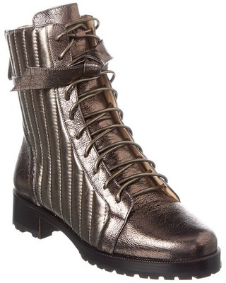 Alexandre Birman Clarita Quilted Leather Combat Boot Women's Silver 35 ...