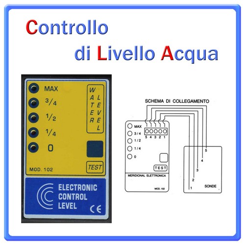Controllo Indicatore di livello acqua 5 Livelli Con 5 Sonde X Serbatoi ...