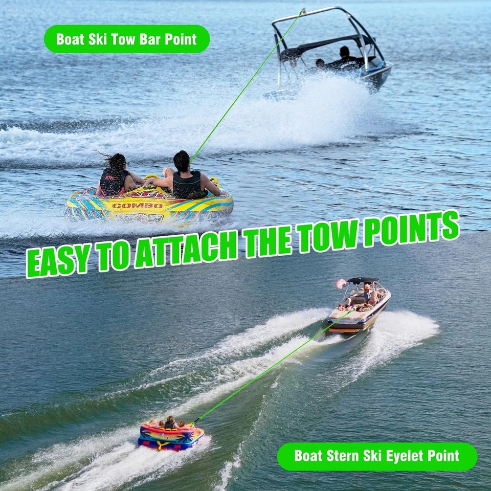 4K 60FT Boat Tow Rope for Tubing, Fits 1-4 Person Towable Tubes Boating ...