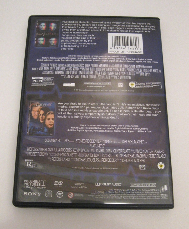 Flatliners (DVD, 2017) , Flatliners (DVD) 1990, 2 PK Movie Pack 43396492998 | eBay