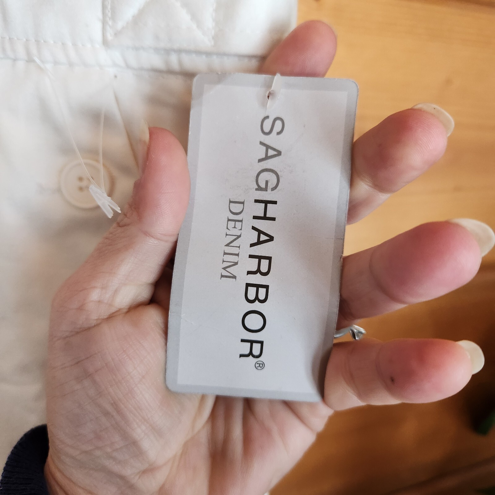 Sag Harbor NWT Denim White Pants Trousers Button Slash Pockets Plus Sz ...