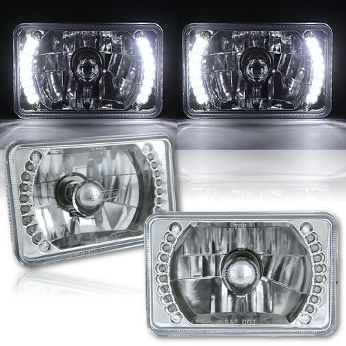 4X6" White LED Halo Angel Eye Headlight 6K 6000K HID Headlamp Light ...