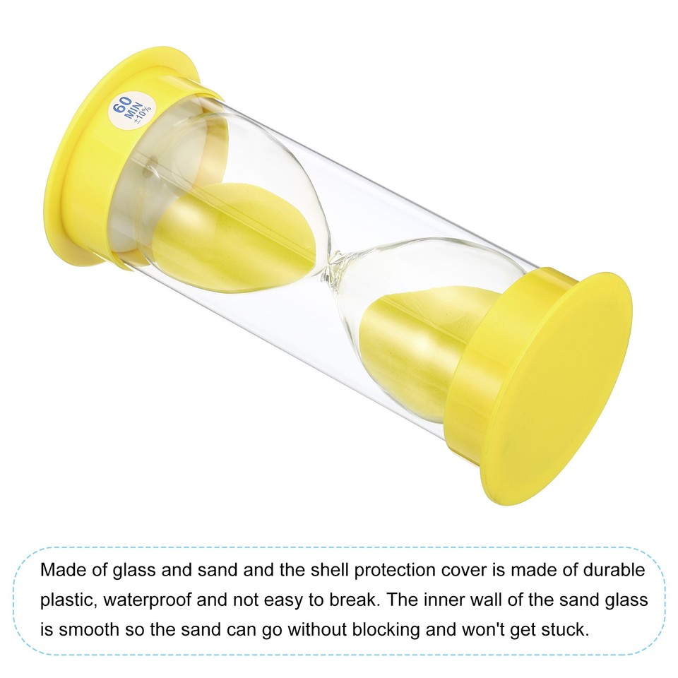 60 Min Sand Timer, Round with Plastic Cover, Count Down Sand Clock ...