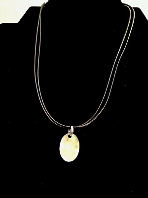 USA Baroni Designs Sterling/Leather Corded 17" Necklace With Oval MOP 1 ...