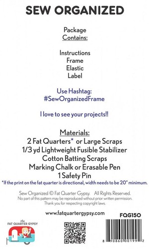 Sew Organized Pattern & Frame by The Fat Quarter Gypsy | eBay