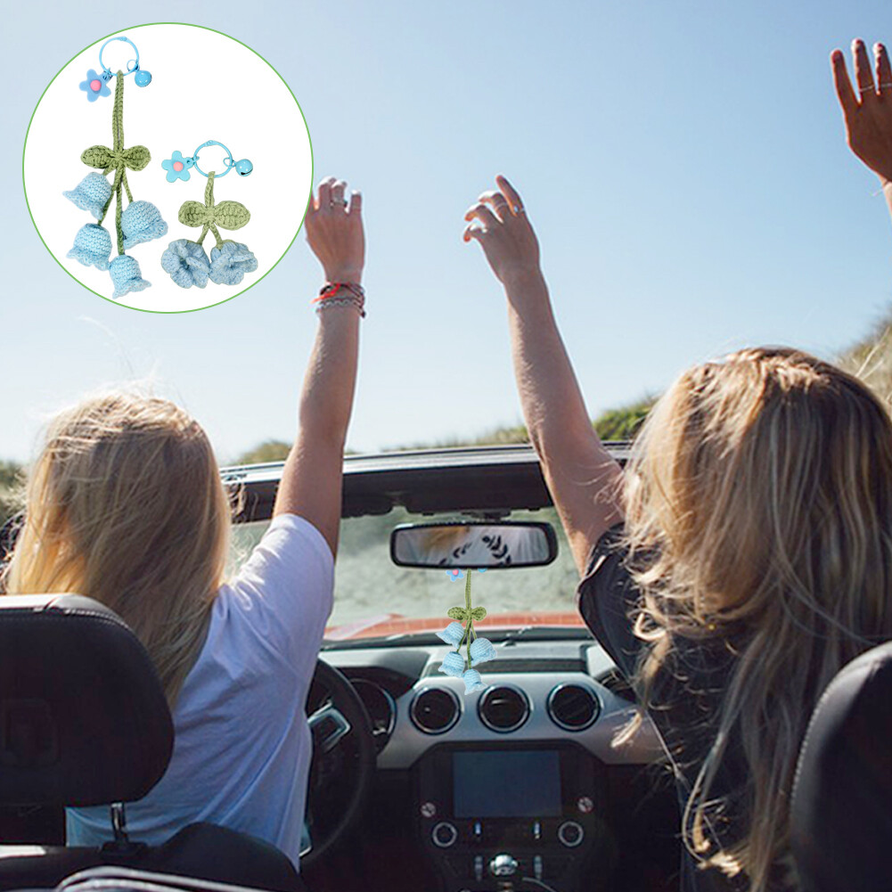 Hand Knitted Universal Home Cute Bellflower Car Pendant Charm Hanging ...