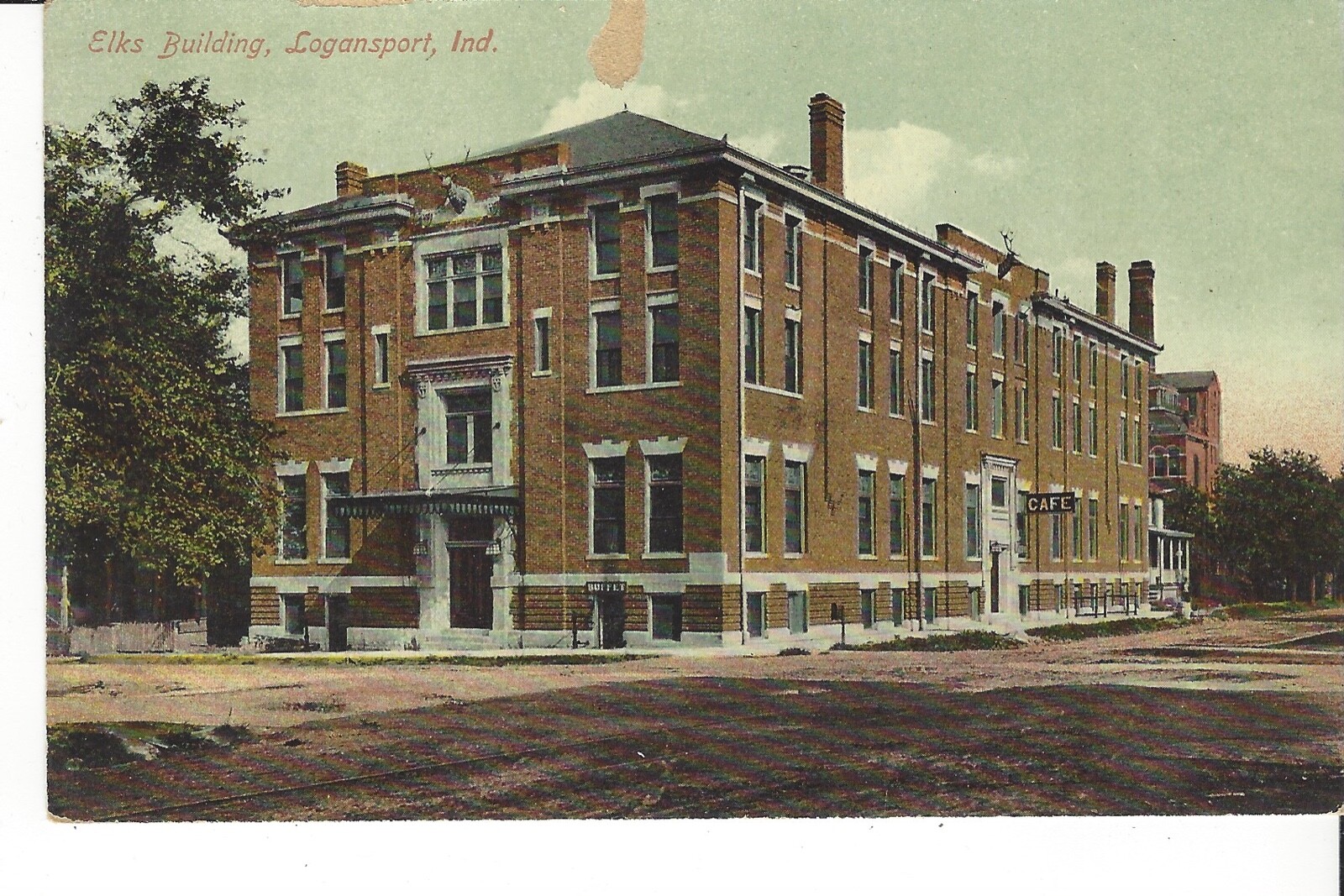 POSTCARD LOGANSPORT, INDIANA ELKS BUILDING, Cafe at Side of Building | eBay