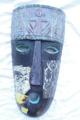 African Timor Tribal Hand Carved Design Wood Painted Mask 13" Excellent ...