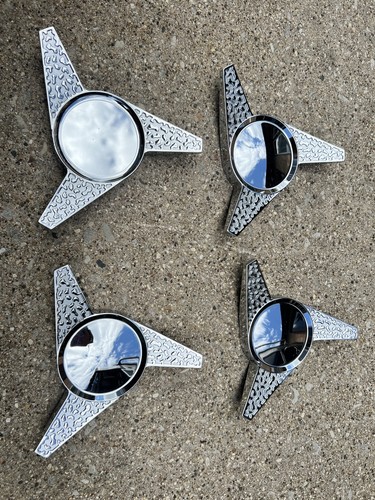 NOS BOLT ON CHROME SPINNER WIRE WHEELS RIMS THREE PRONG CENTER CAPS ...
