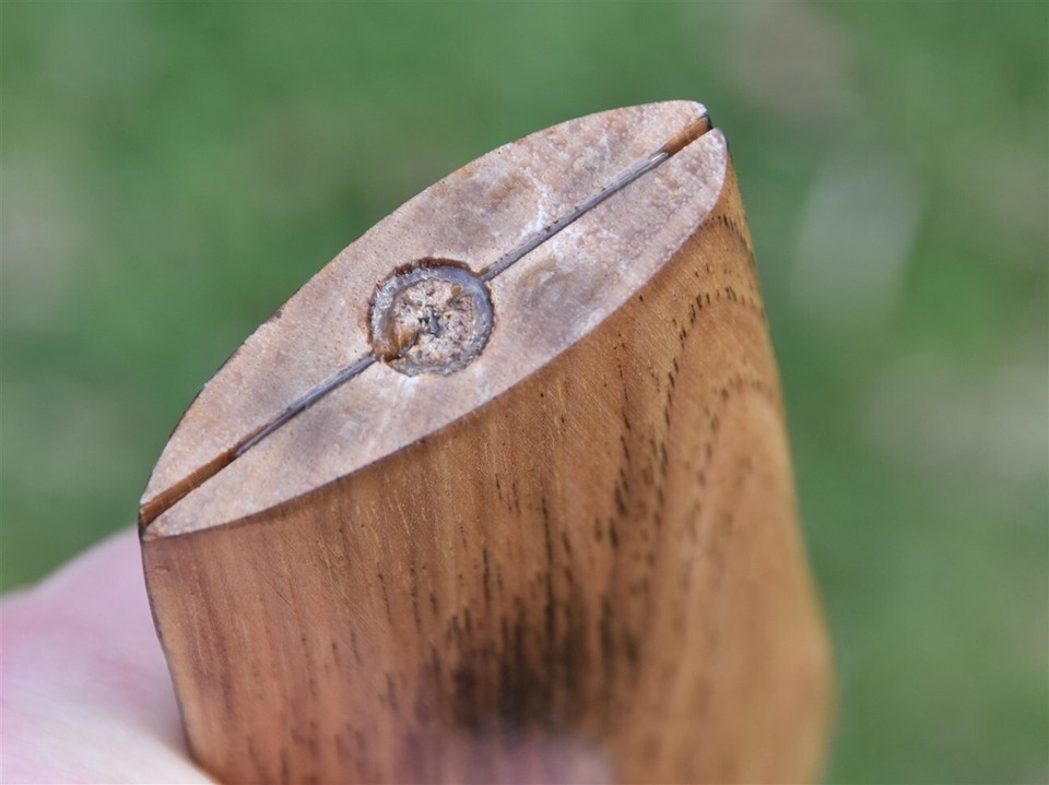 [Cracked Palm] HICKORY 32" Single Bit Bent Fawns Foot AXE HANDLE Fire ...