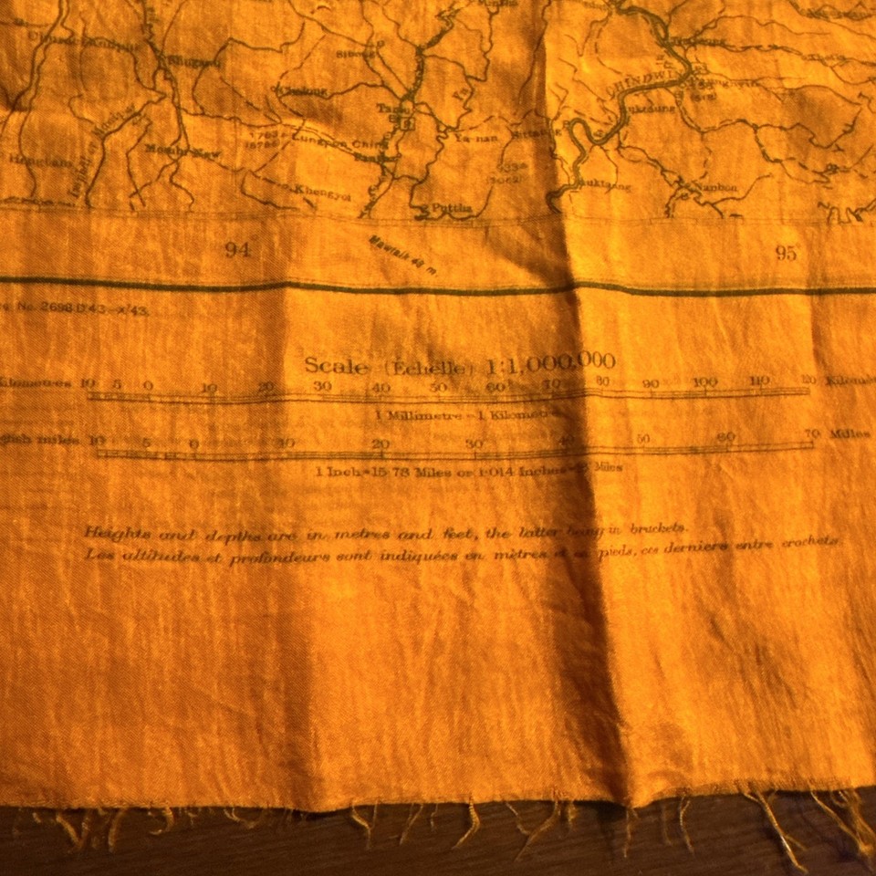 WW2 RAF Escape Map Rare Orange Silk Burma Chindits Double Sided c1944 ...