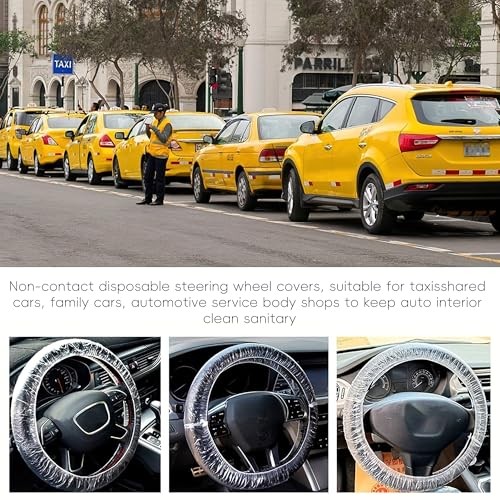 110PCS Disposable Steering Wheel Covers, Universal Plastic Transparent ...