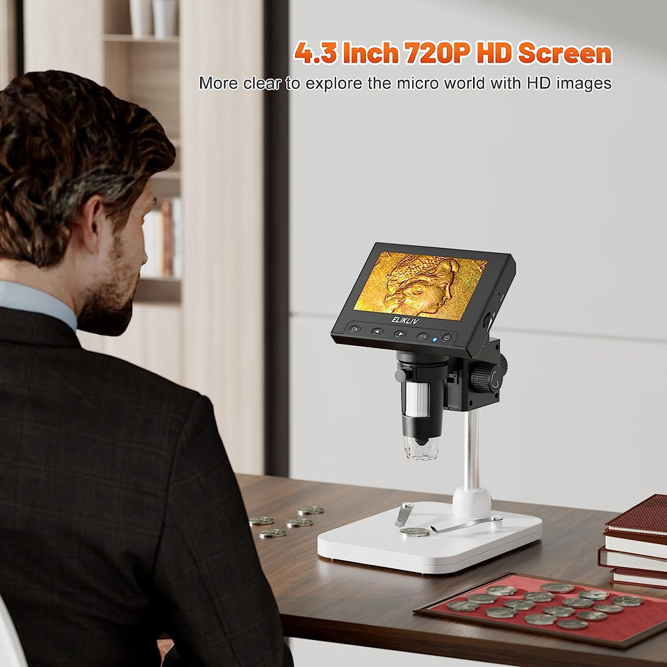 Microscope, LCD Digital Coin Microscope 1000X, Coin Magnifier with 8 ...