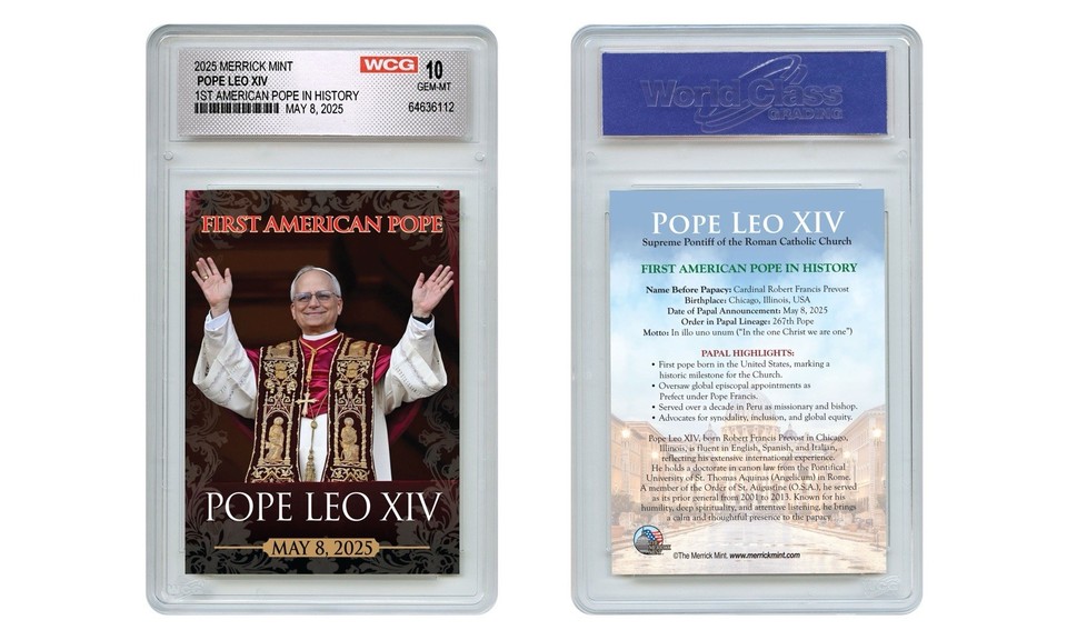 2025 Pope Leo XIV Gem Mint 10 Graded Collectible Card 2025 Pope Leo XIV ...