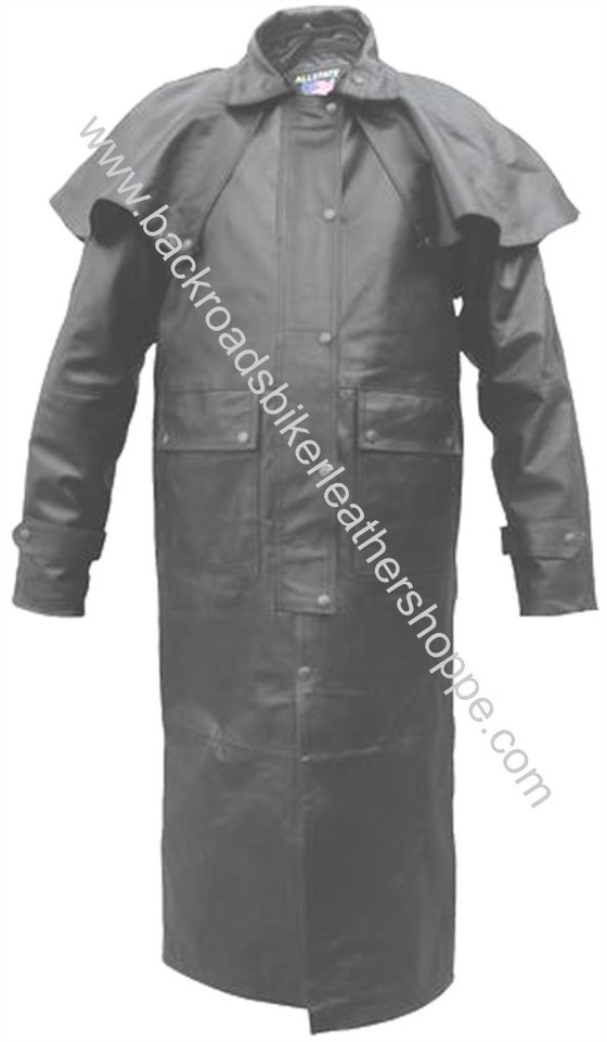 MENS COWHIDE LEATHER BIKER DUSTER TRENCH COAT JACKET | eBay