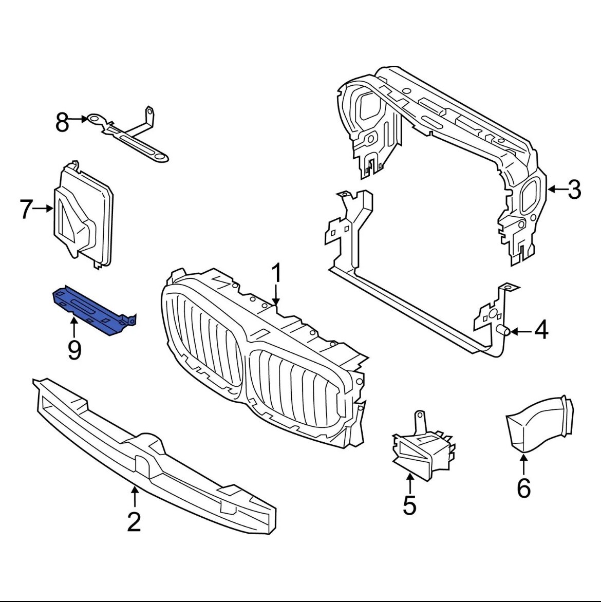 BMW+X5+G05+AUXILIARY+RADIATOR+RIGTH+UPPER+BRACKET+51647443622+ORIGINAL ...