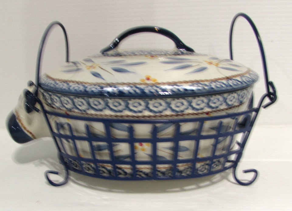 Temptations Old World Green Soup Tureen Bowl Cow 3 Little Cows W/ Lids ...