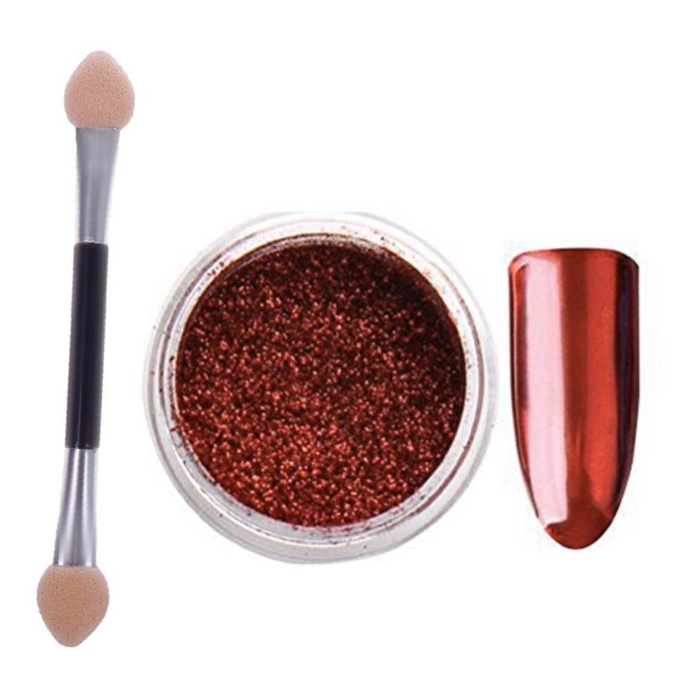 Red Mirror Nail Art Powder Chrome Platinum Shimmer Christmas Gift Dust ...