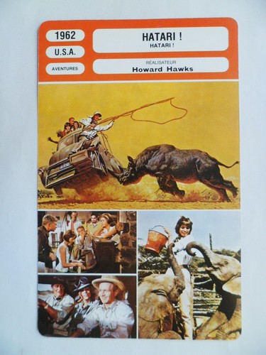 CARTE FICHE CINEMA 1962 HATARI John Wayne Elsa Martinelli Hardy Kruger ...
