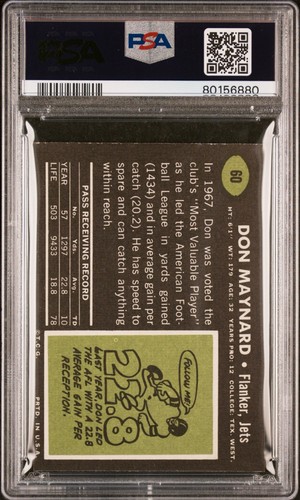 1969 Topps Don Maynard #60 PSA 5 Excellent HOF New York Jets | eBay