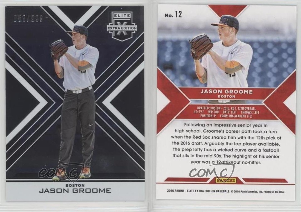 2016 Panini Elite Extra Edition 53/999 Jay Groome Jason Groome #12 1b4 ...