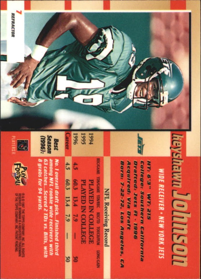 1997 Bowman's Best Refractors #7 Keyshawn Johnson - NM-MT | eBay