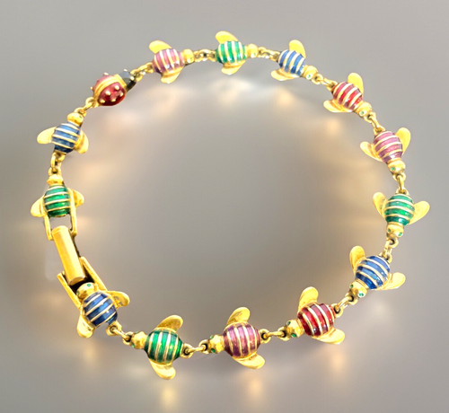 Joan Rivers Gold Tone Enamel Buzzy Bee Lady Bug Tennis Bracelet 7 ...