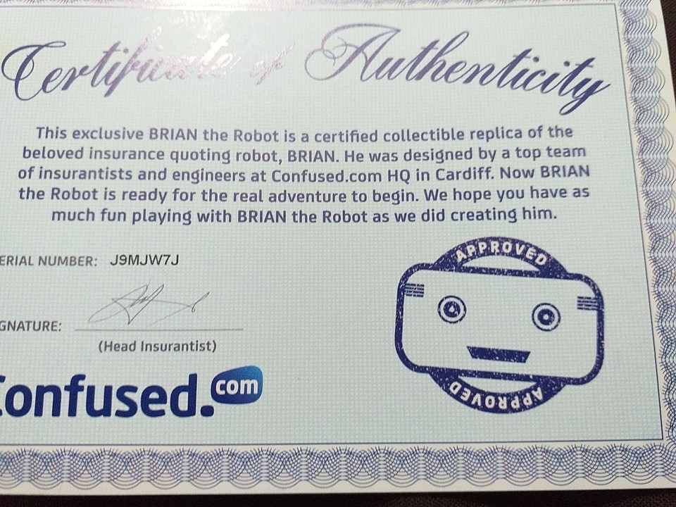 *Confused.com Brian the Robot Toy Boxed Collectable. NEW IN BOX☆ | eBay UK