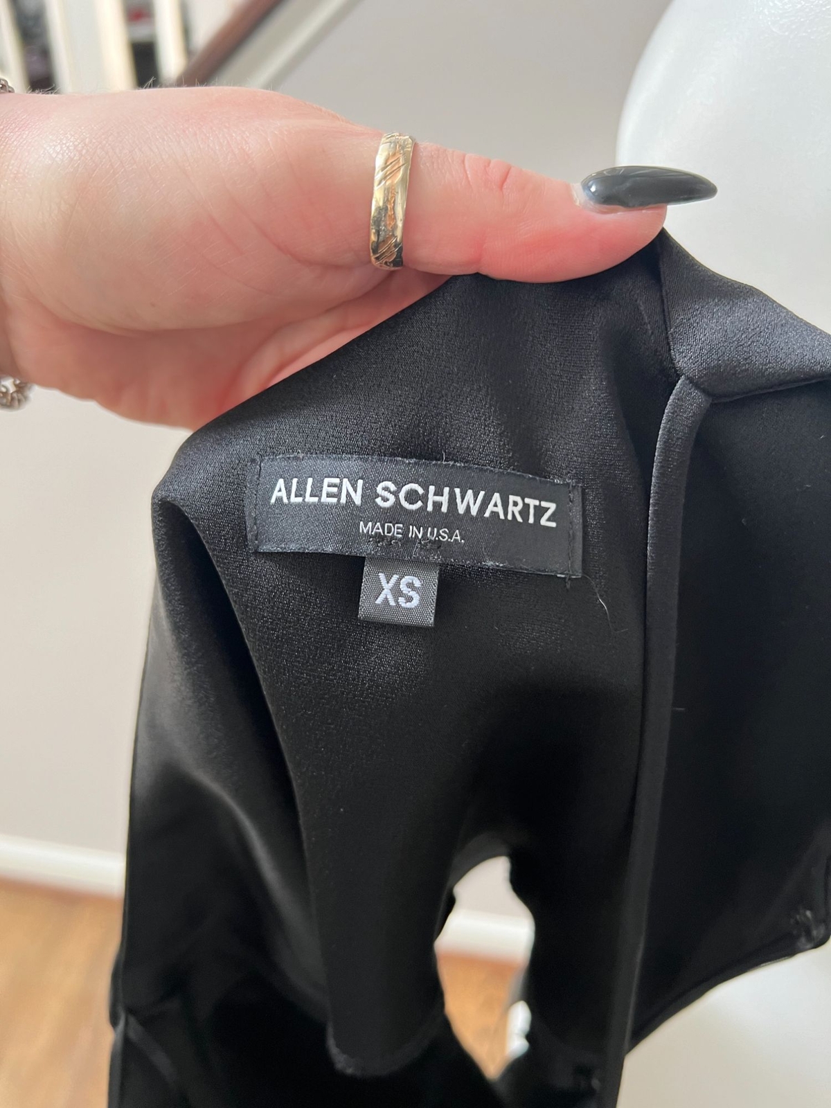 ALLEN SCHWARTZ Kinney Asymmetrical Black Crepe Satin Sleeveless Top ...